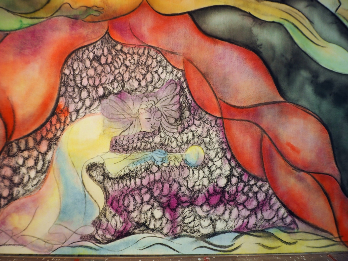 Marisol at the M.C.A. Chris Ofili Mural